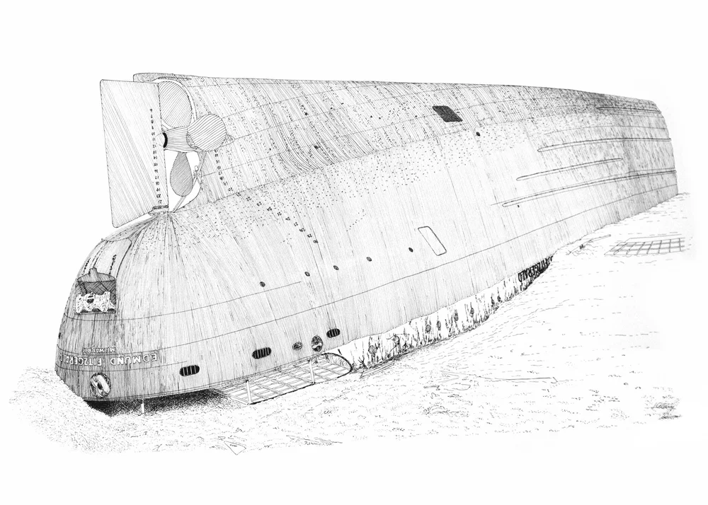 Edmund Fitzgerald Line Drawing