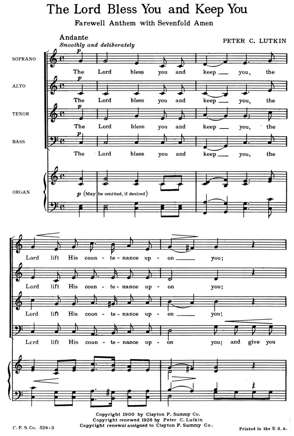 The Lord bless you and keep you — Hymnology Archive