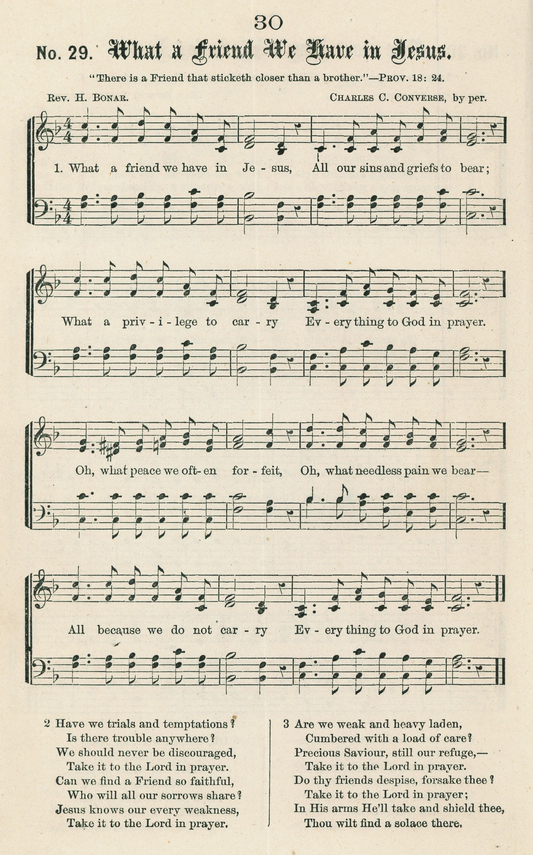 What a friend we have in Jesus — Hymnology Archive