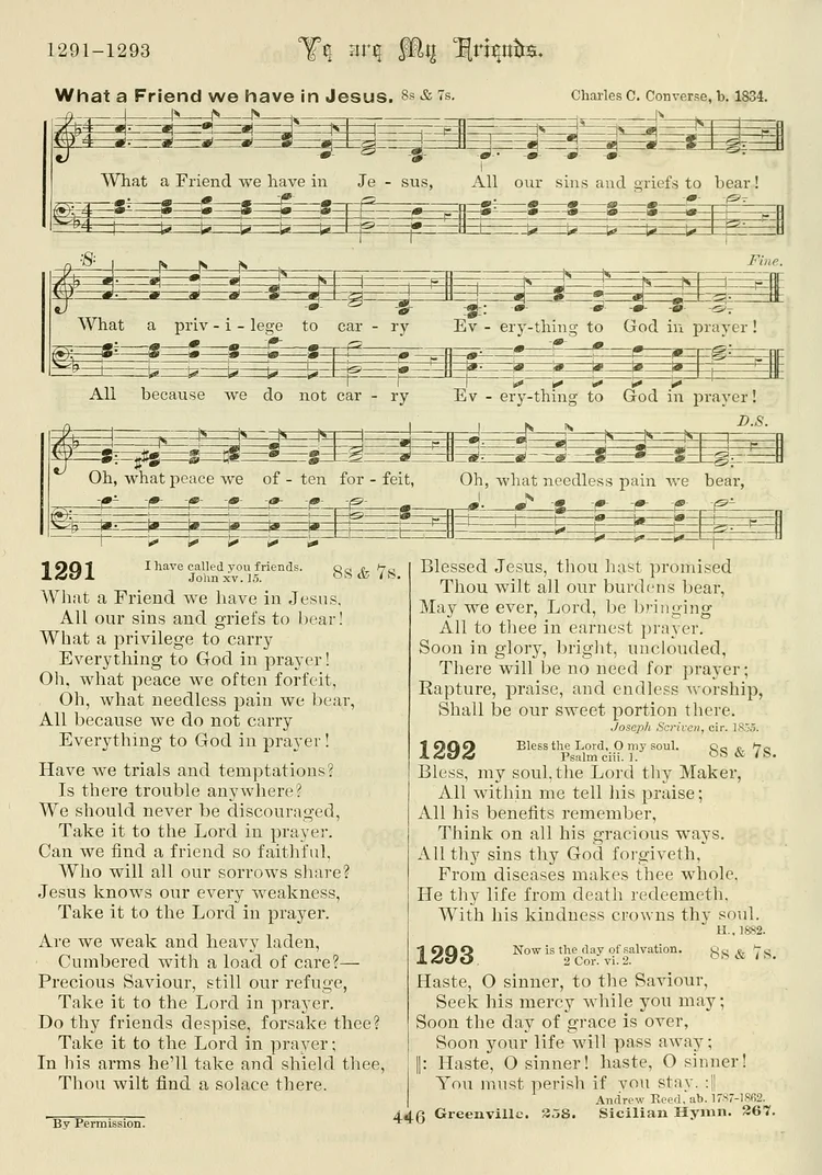 What A Friend We Have In Jesus Hymnology Archive