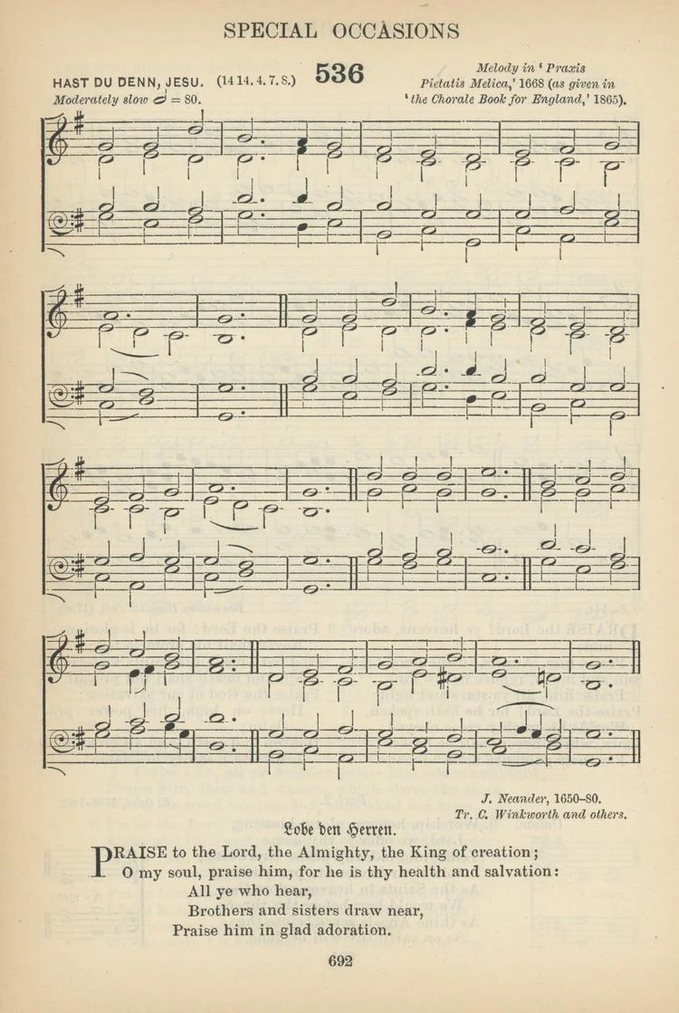 Praise to the Lord, the Almighty — Hymnology Archive