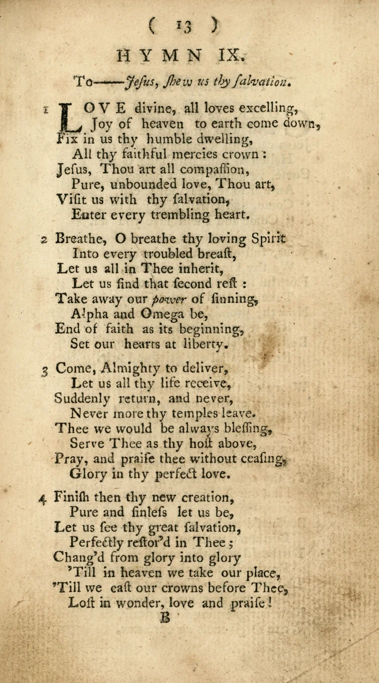 Love divine all loves excelling — Hymnology Archive