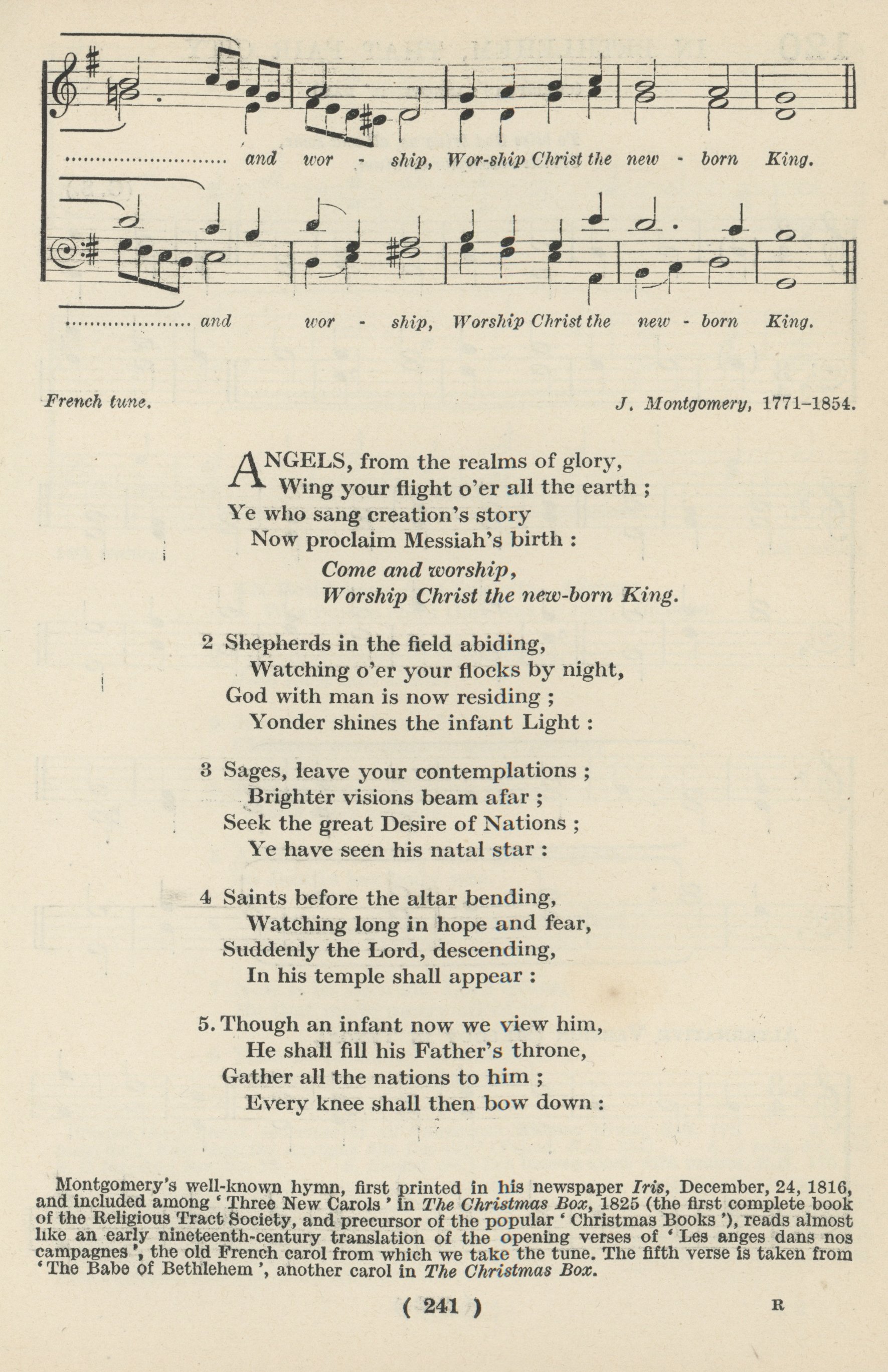 Angels, from the Realms of Glory — Hymnology Archive