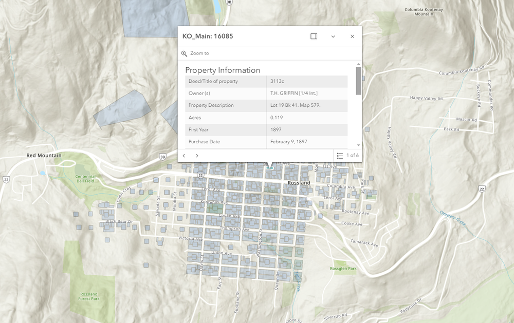 Rossland Historical Land Ownership Map — Rossland Museum & Discovery Centre