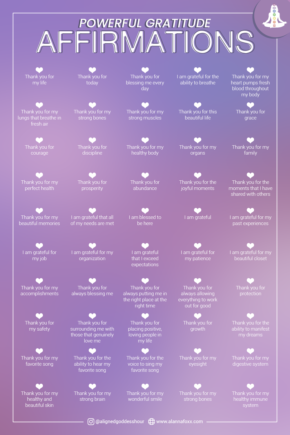 30 Positive Affirmations For Gratitude - Alanna Foxx