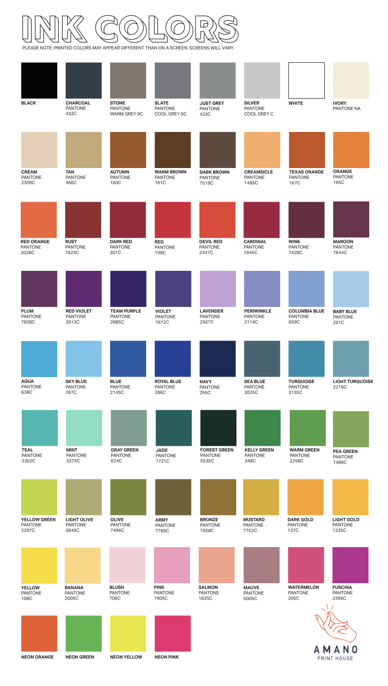 Ink Colors — Amano Print House