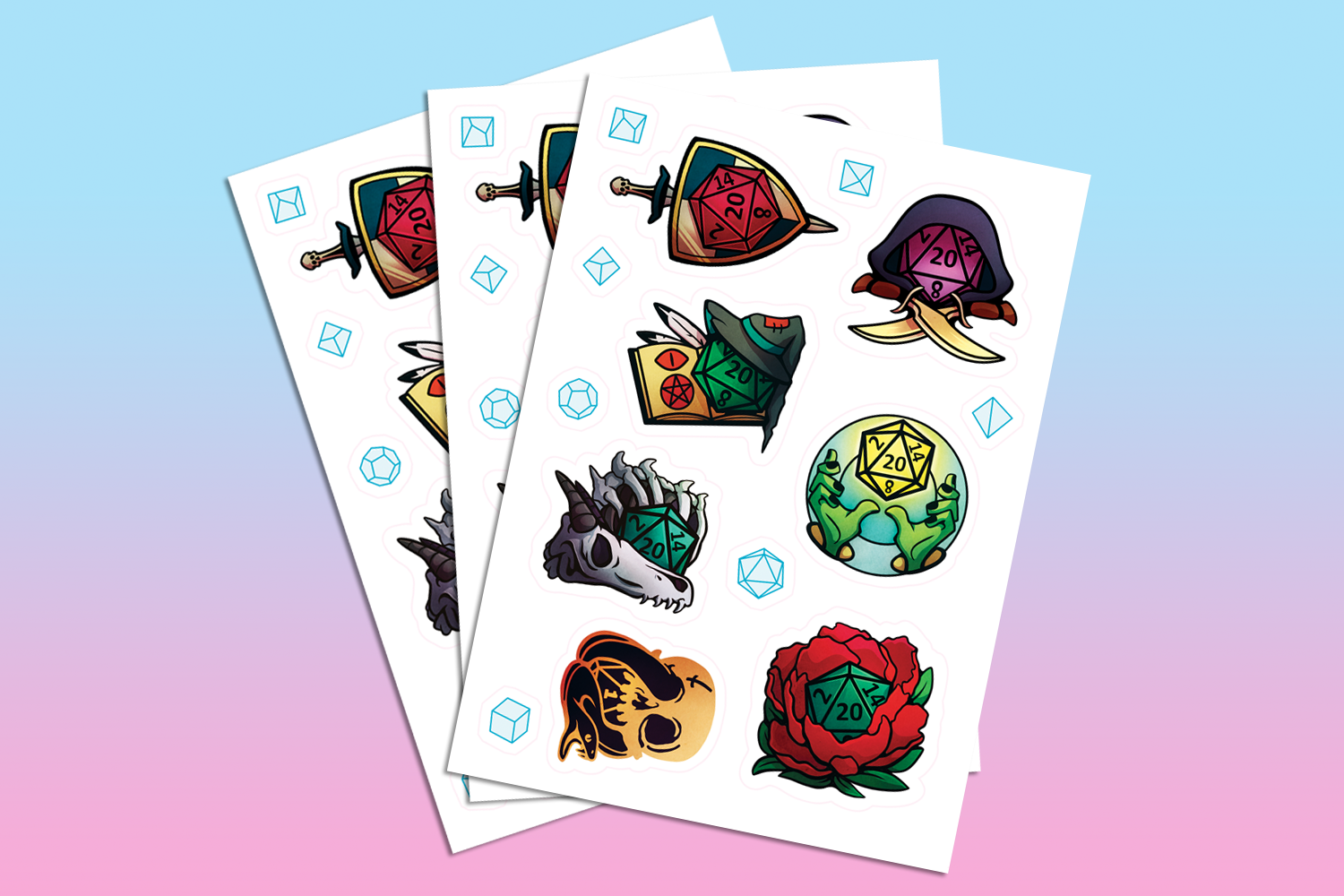 Craft Supplies & Tools Paper, Party & Kids Dice Sticker Pack DnD Gaming ...