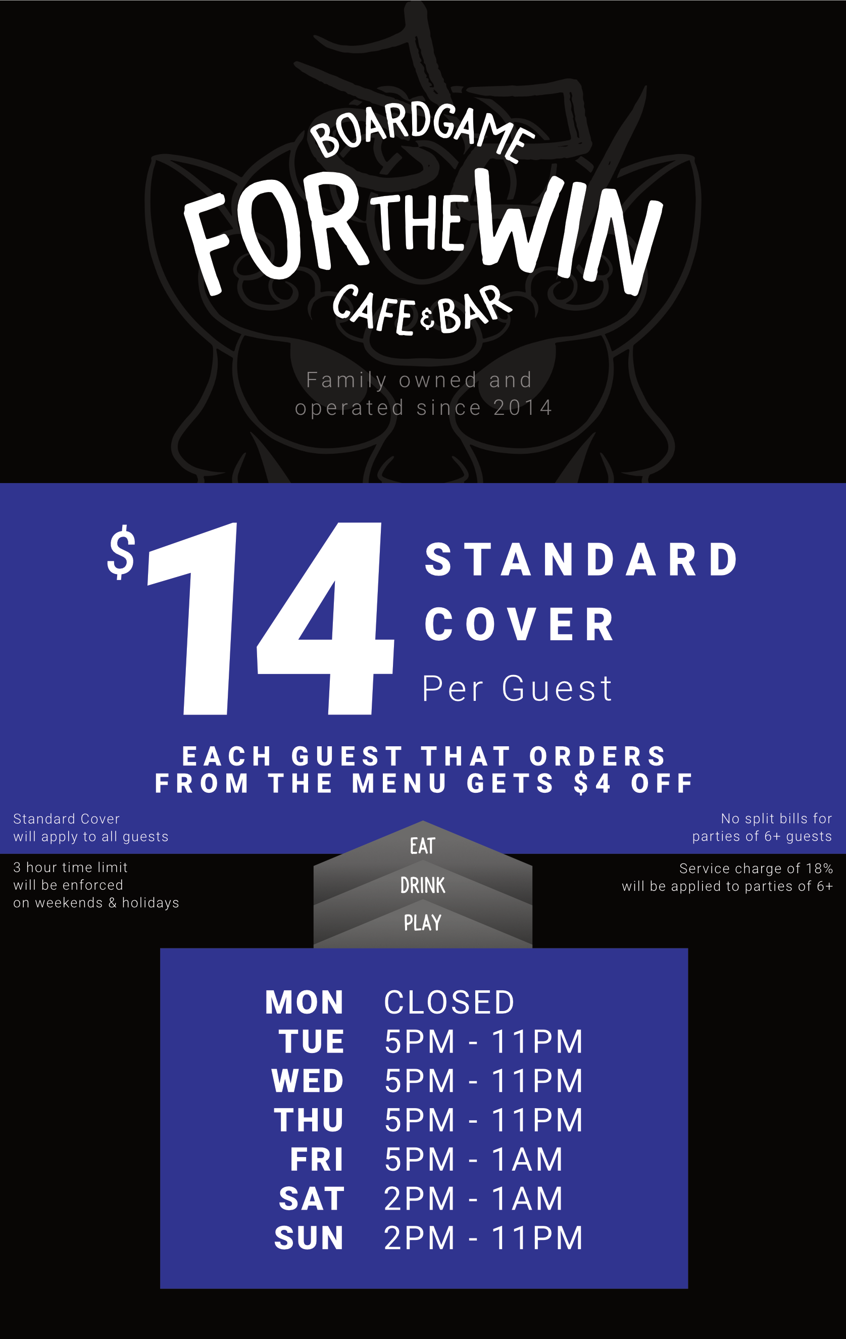 Menu — For The Win Board Game Cafe & Bar