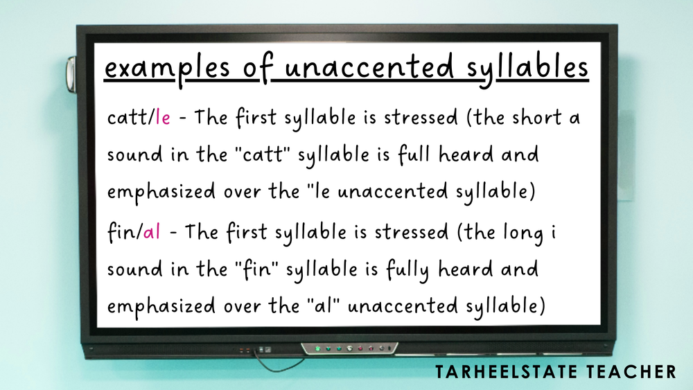 Teaching Unaccented Syllables — Tarheelstate Teacher