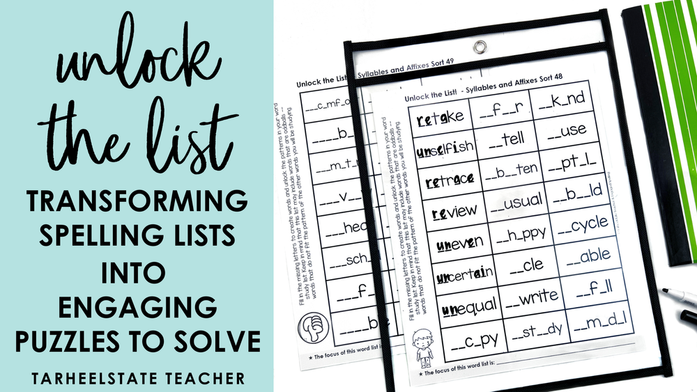 Unlock the List Spelling Word List Activity — Tarheelstate Teacher