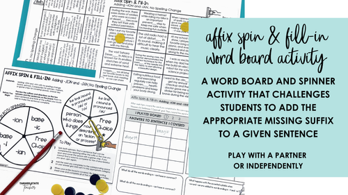 Teaching Suffixes and Prefixes - Derivational Relations Spellers ...