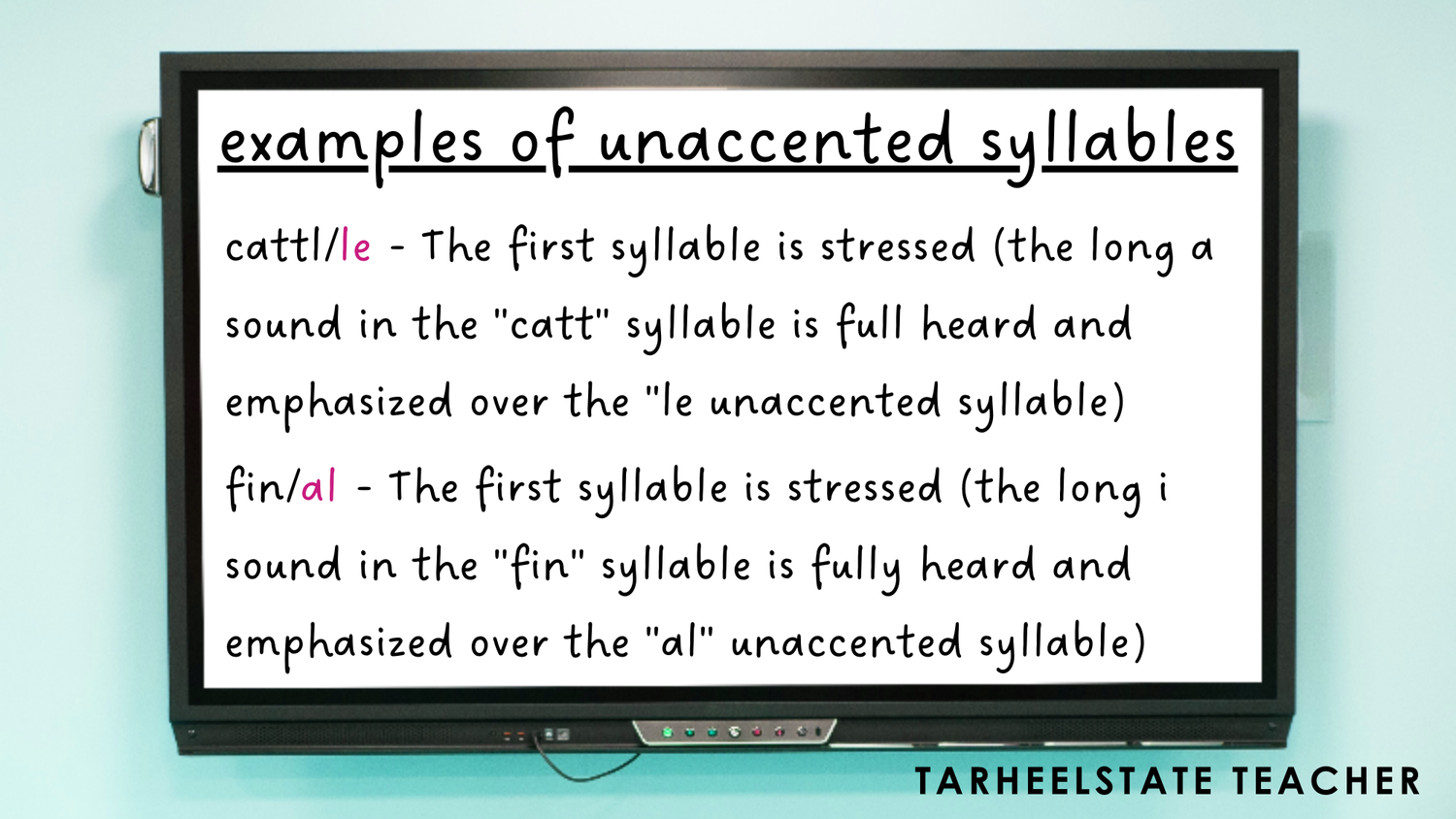 Teaching Unaccented Syllables — Tarheelstate Teacher