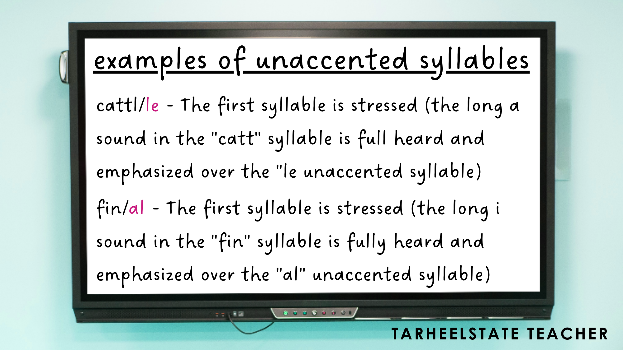 Teaching Unaccented Syllables — Tarheelstate Teacher
