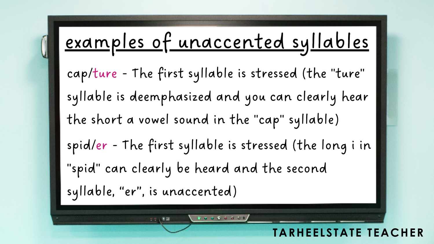 Teaching Unaccented Syllables — Tarheelstate Teacher