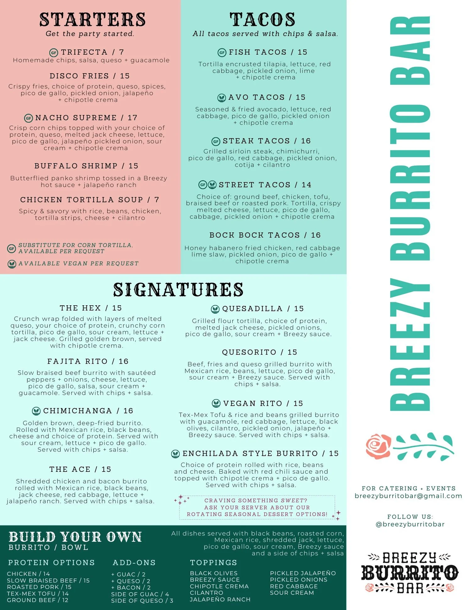 Menu - Tex-Mex and Craft Cocktails — Breezy Burrito Bar