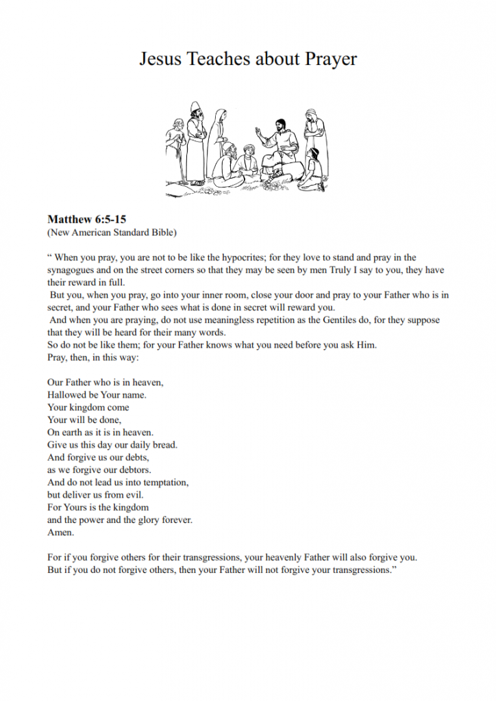 Aim to memorize the Lord’s Prayer — Children's Ministry