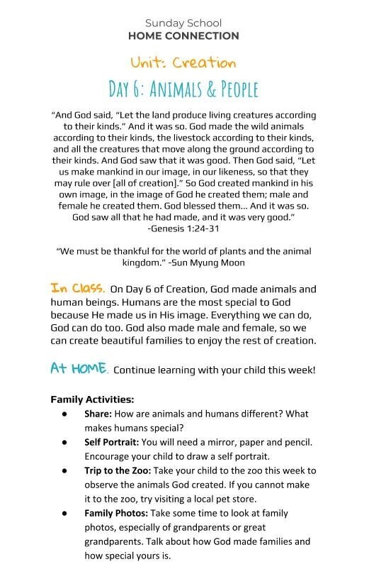 Day 6- Animals & People — Children's Ministry