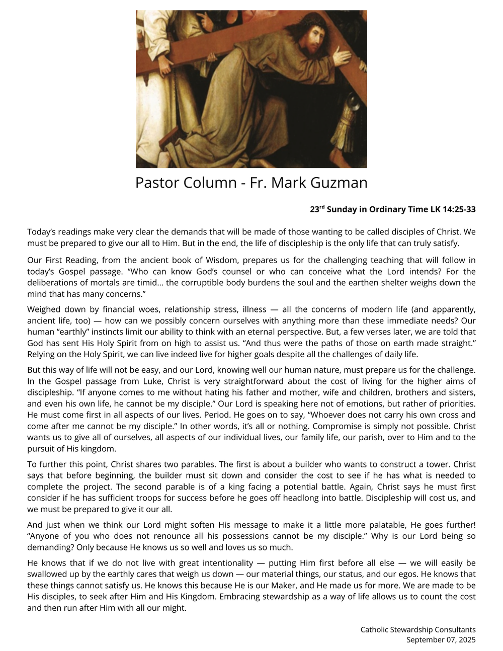 Pastor Column — St. Nicholas Catholic Parish