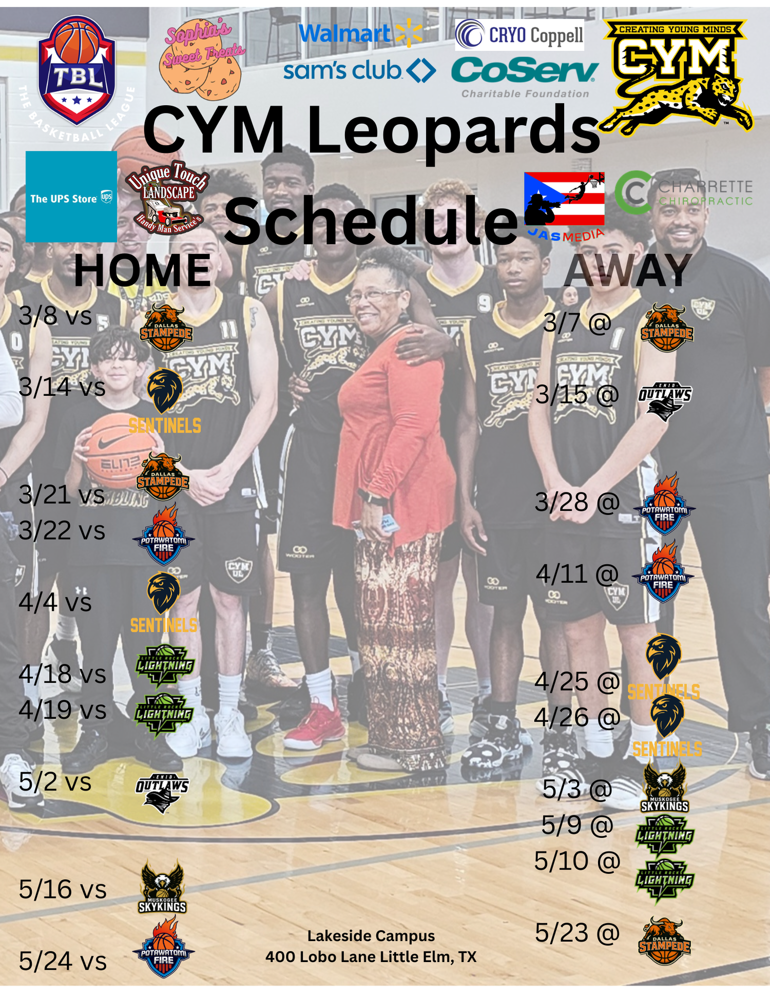 CYM Leopards TBL Schedule — Creating Young Minds & CYM Undiscovered League