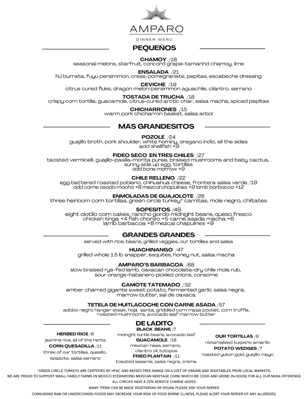 Menu — Amparo Fondita