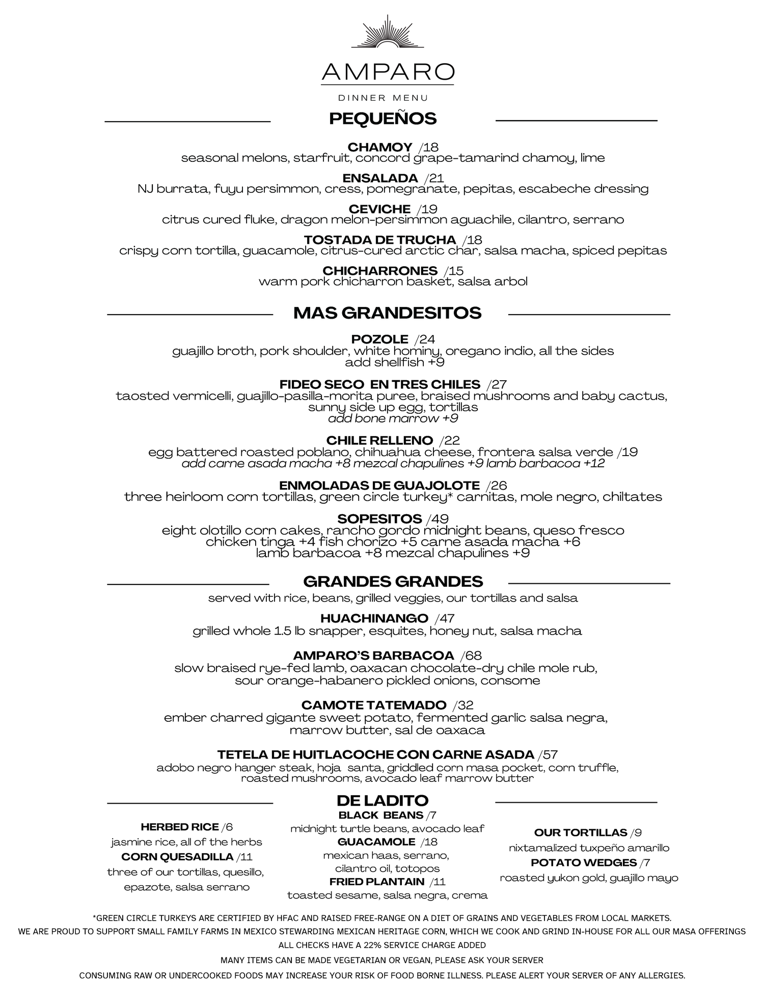 Menu — Amparo Fondita