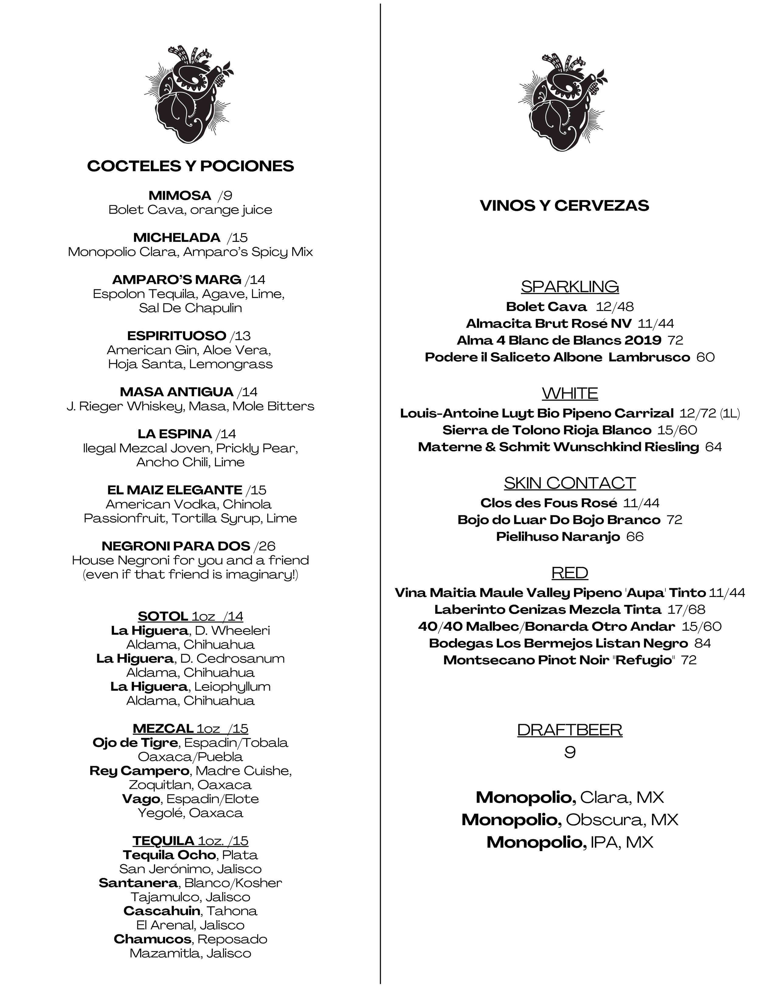 Menu — Amparo Fondita