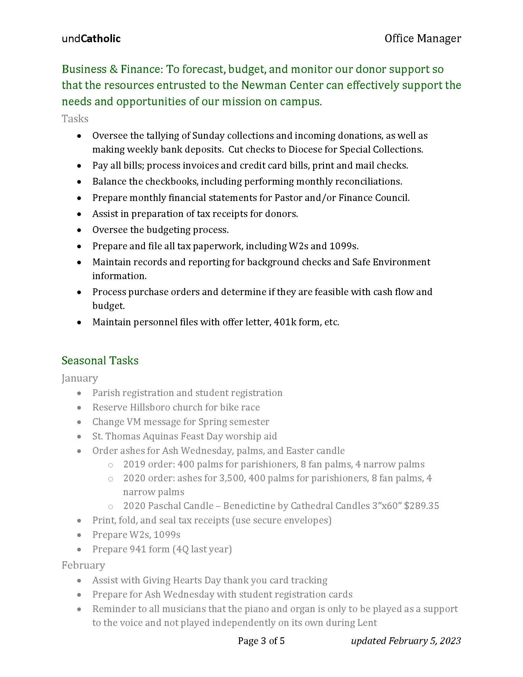 Office Manager — undCatholic Office Manager — undCatholic