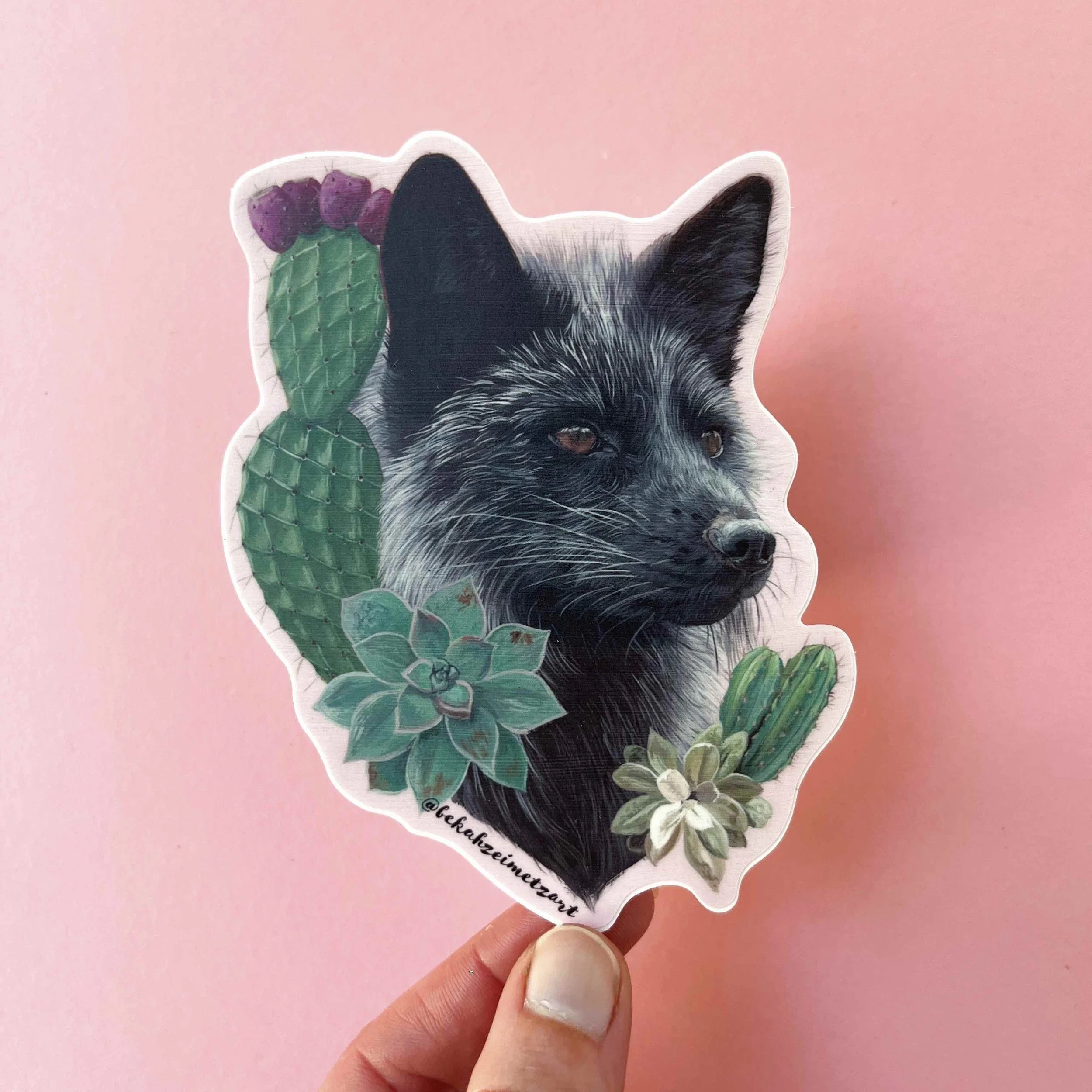Fox And Cactus Sticker — Bekah Zeimetz Art