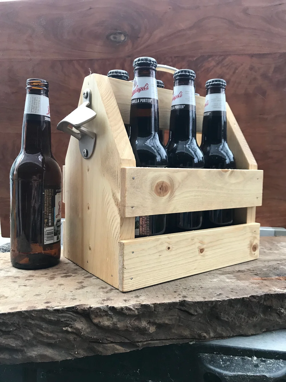 Pine Wooden Beer Tote