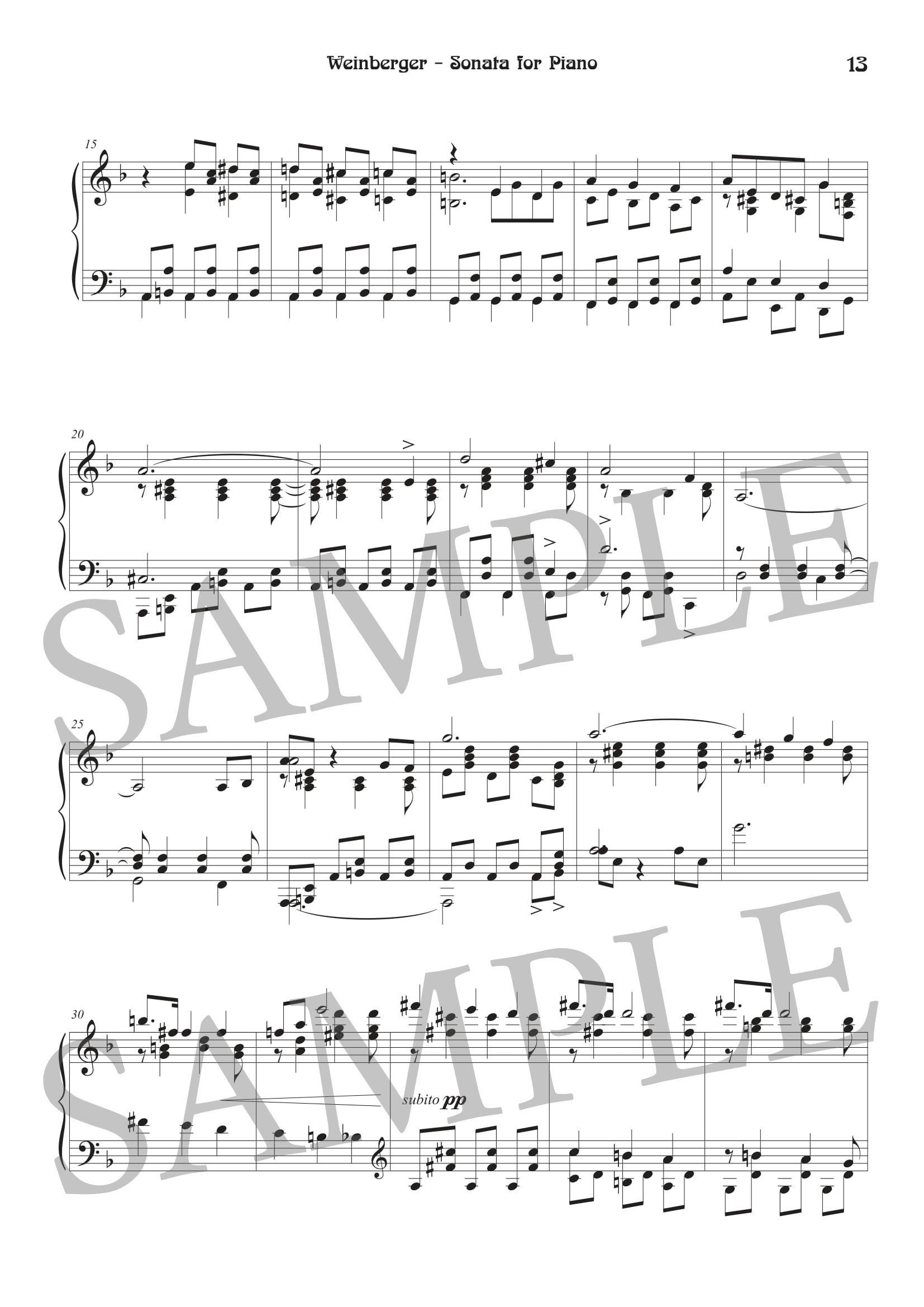 Jaromír Weinberger - Sonata pro klavír — Willemsmusiik