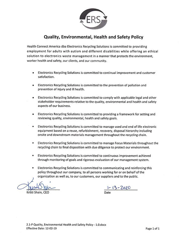 Management Safety Commitment Letter