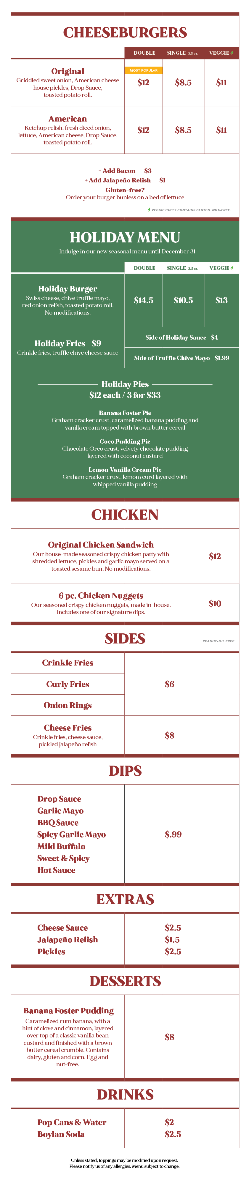 Menu — Burger Drops - Toronto Smashburgers & Fries