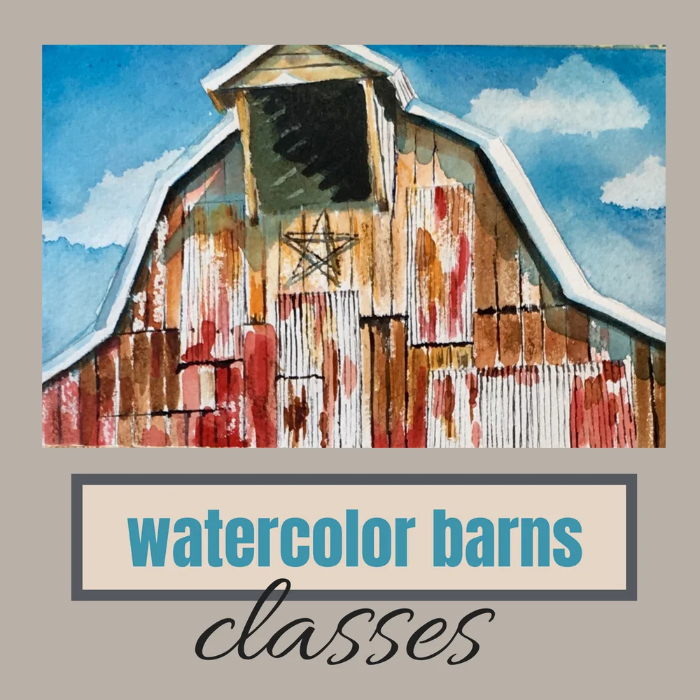 Watercolor Old Barns