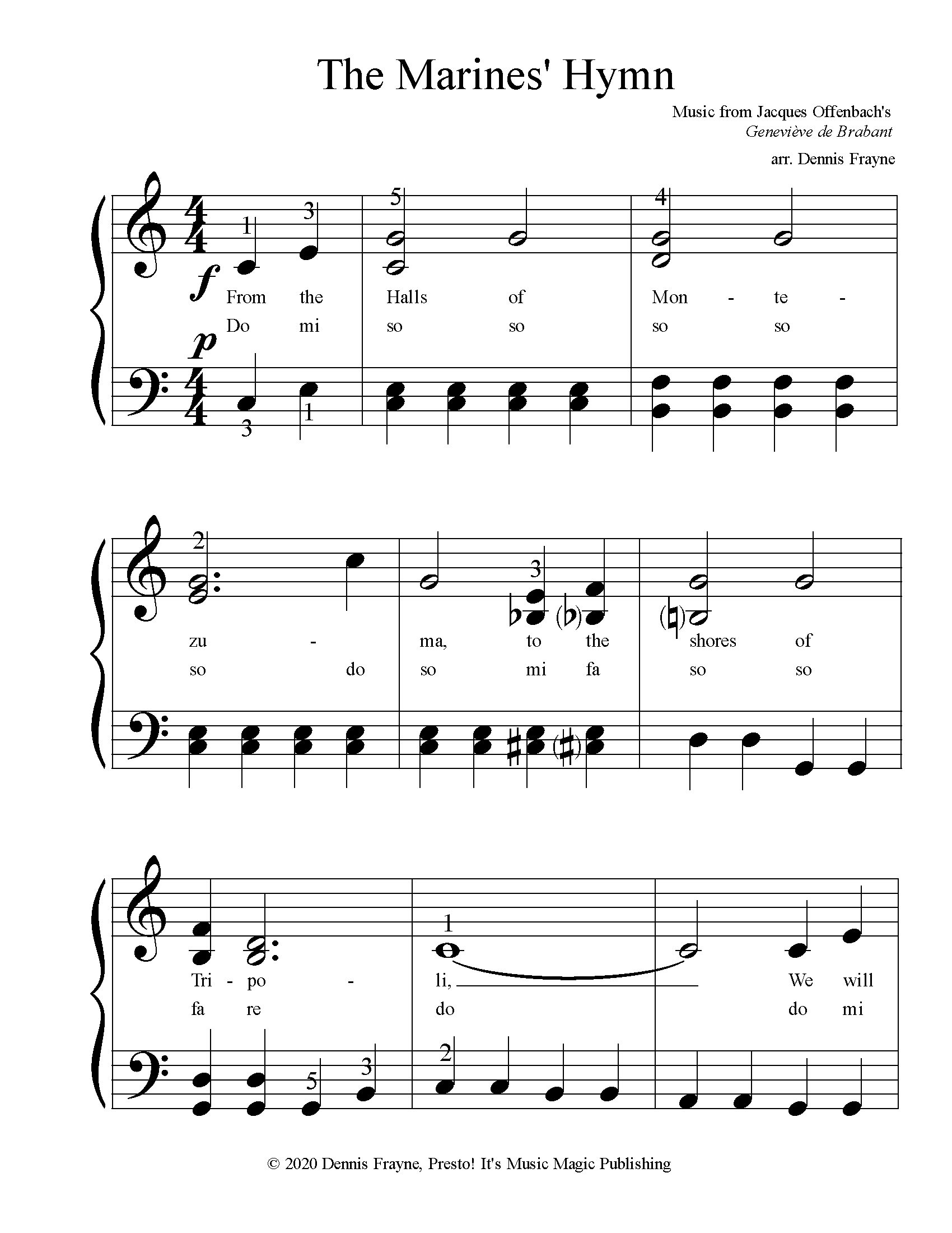 The Marines' Hymn — Presto! It's Music Magic Publishing