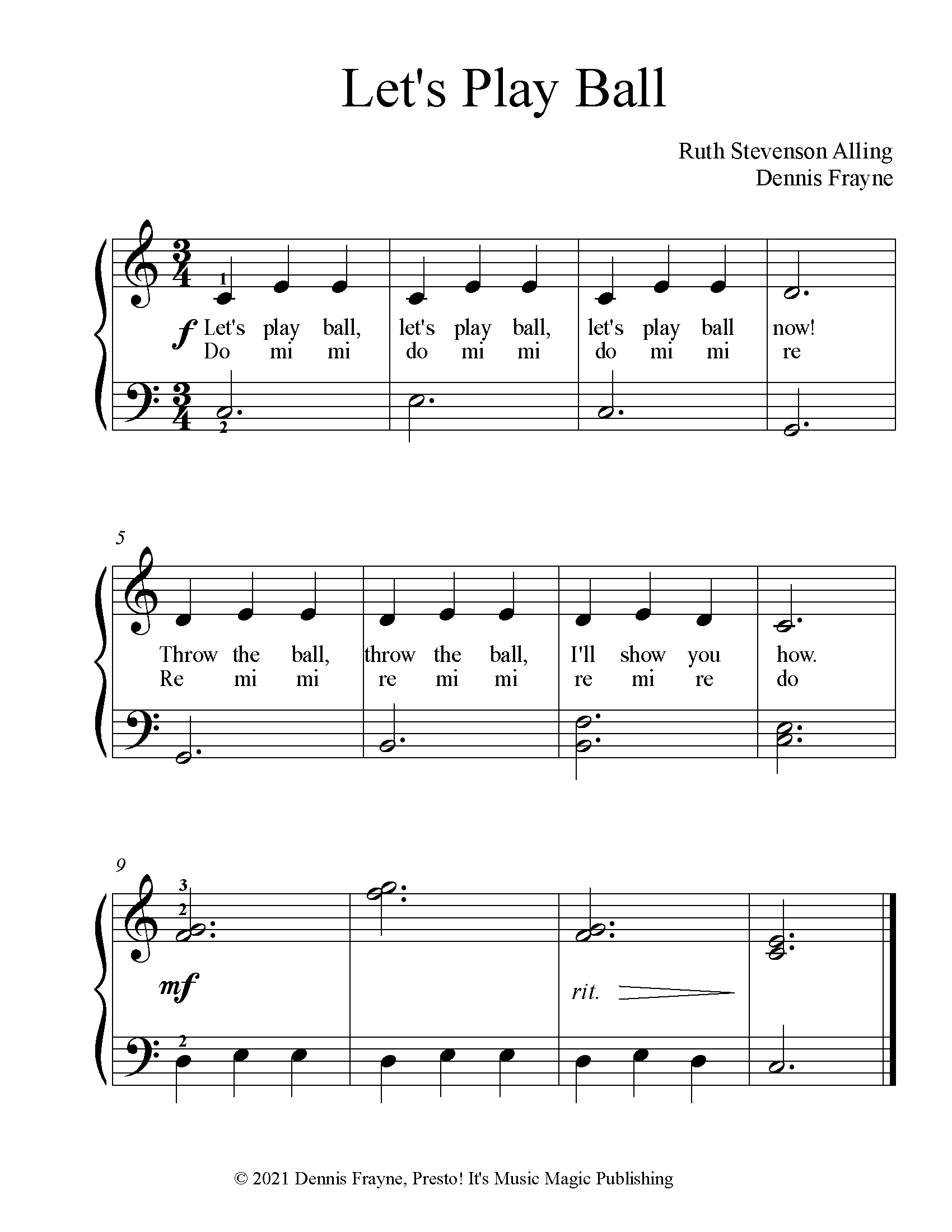 Let's Play Ball — Presto! It's Music Magic Publishing