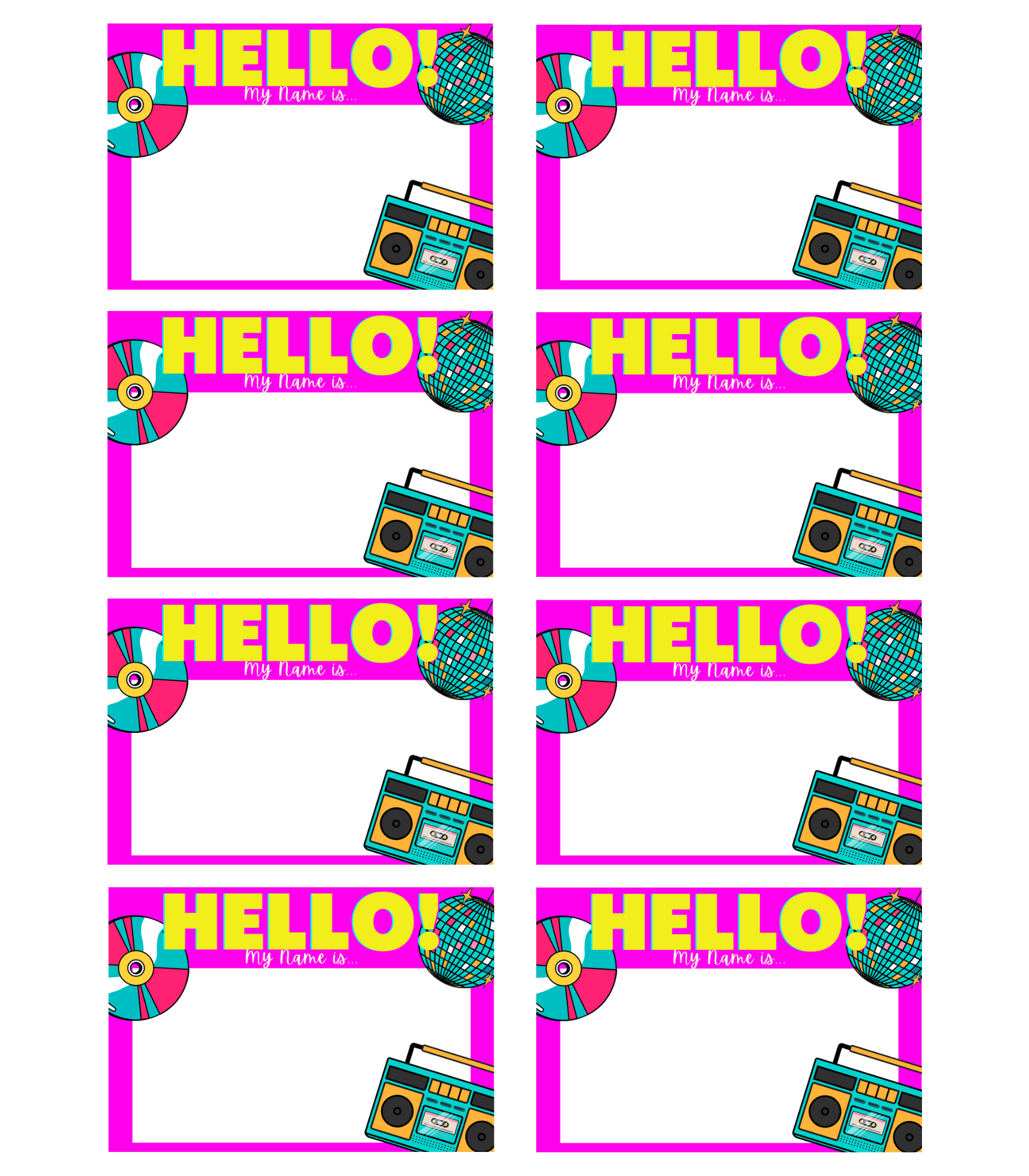 90's Music Violet JEM 1 - Digital Template (PDF), 2-1/3 x 3-3/8 inch ...