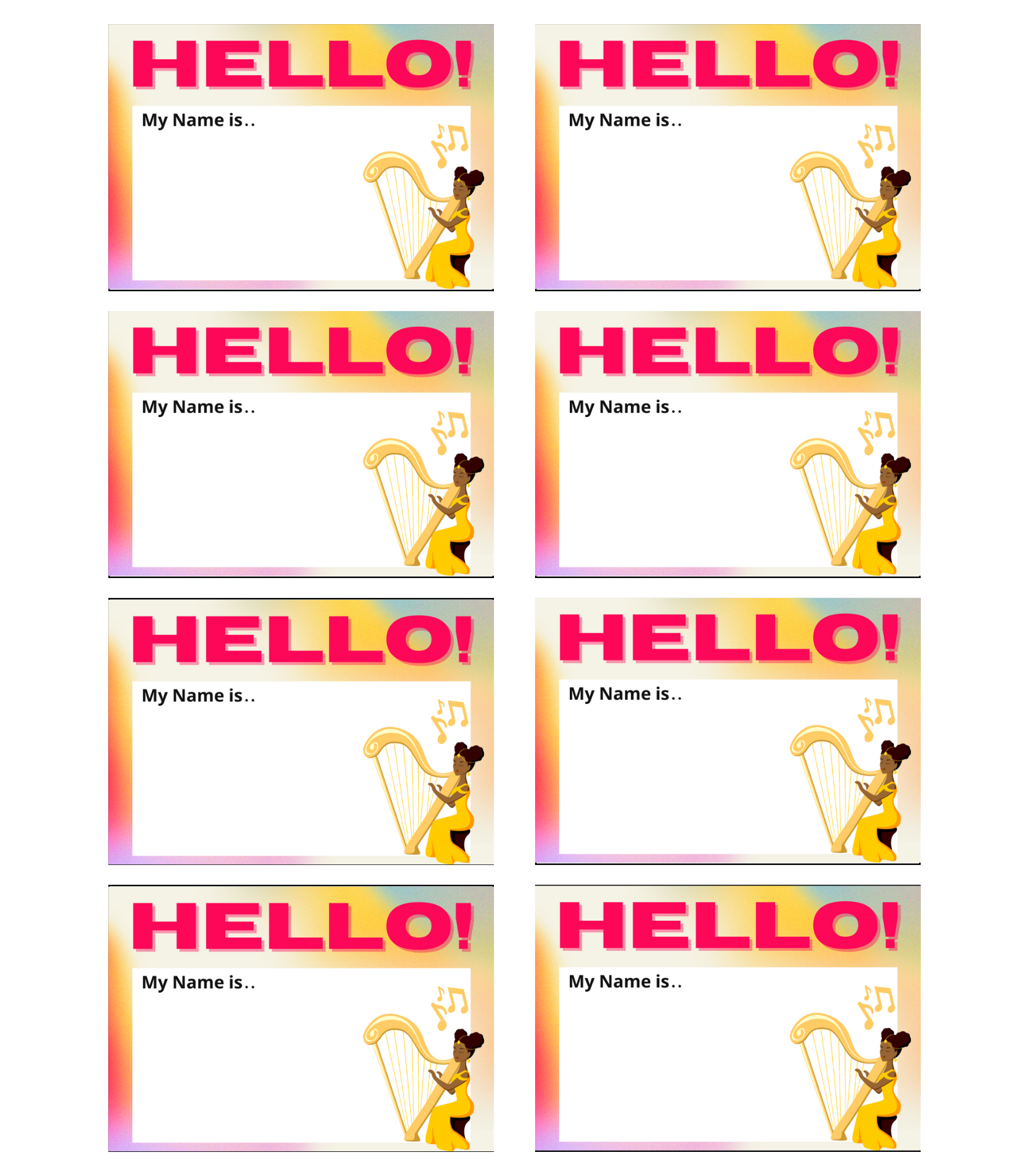 Harp Colorful JEM 1 - Digital Template (PDF), 2-1/3 x 3-3/8 inch ...