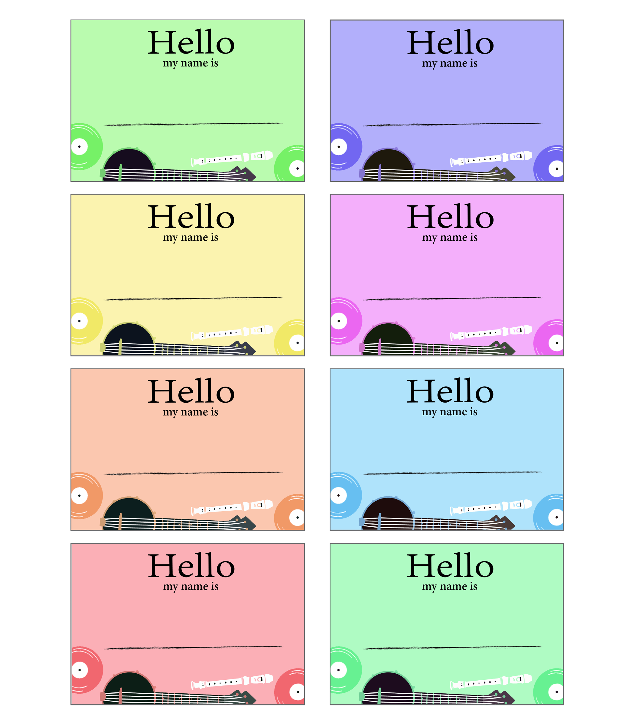 Musical Instruments Colored JBB 7 - Digital Template (PDF), 2-1/3 x 3-3 ...