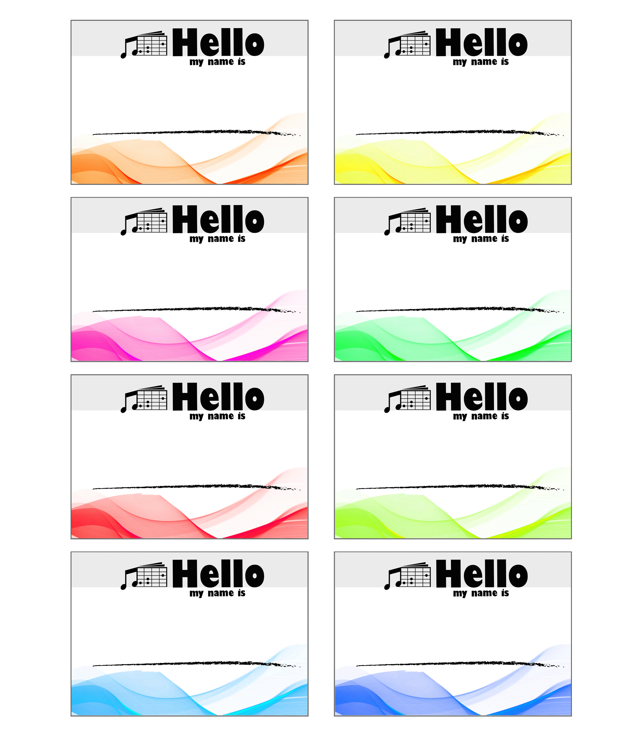 Music Chords Colored JBB 1 - 40 Name Tags (5 Sheets of 8), 2-1/3 x 3-3/ ...