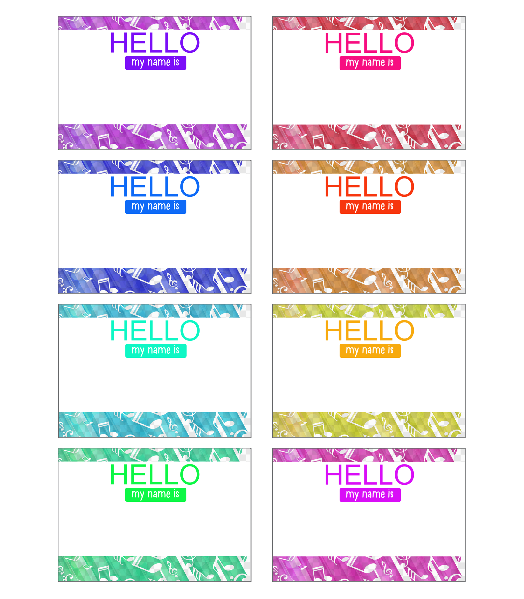 Music Notes Colored JBB 1 - Digital Template (PDF), 2-1/3 x 3-3/8 inch ...