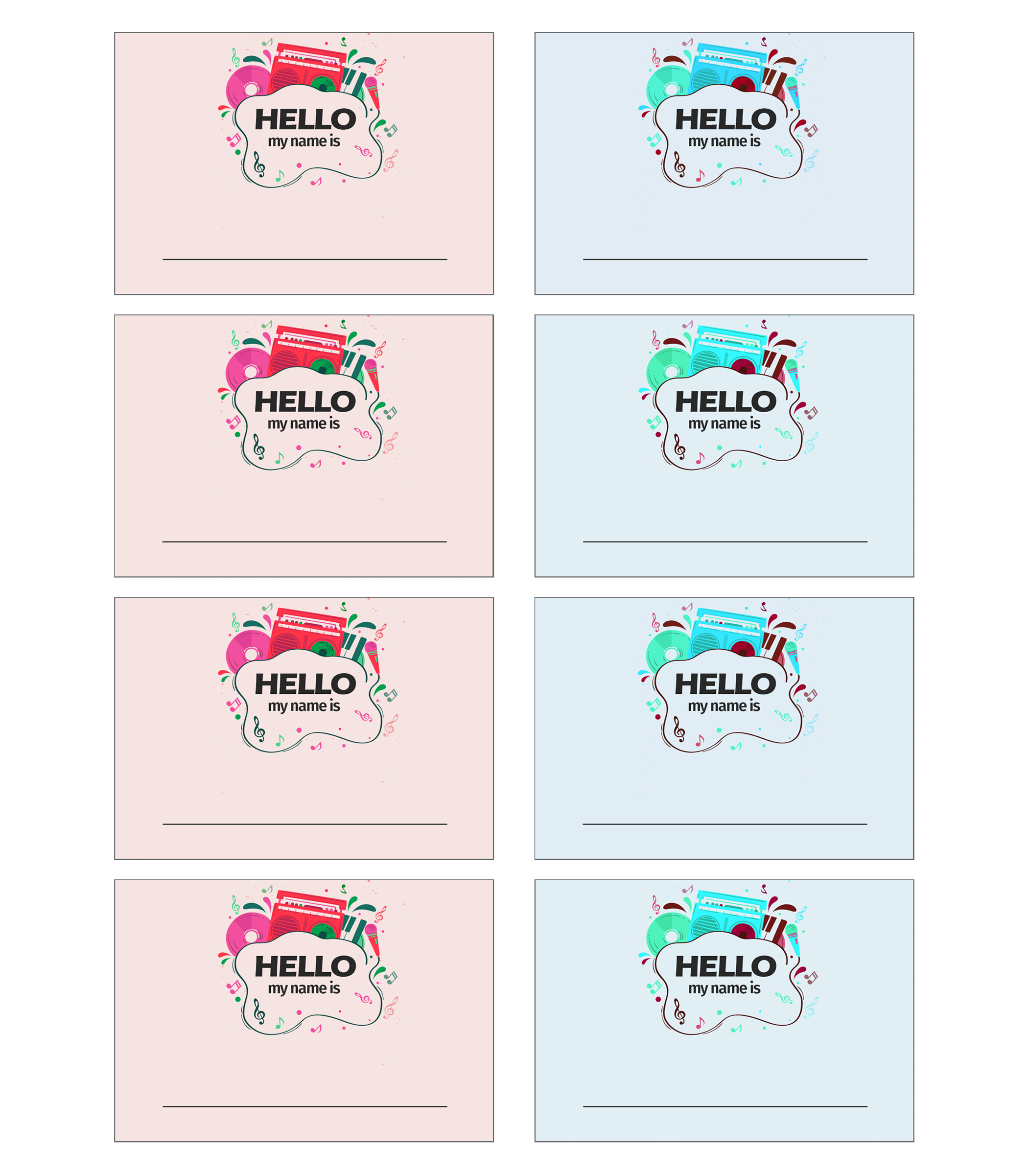 Music Set Colored JBB 1 - Digital Template (PDF), 2-1/3 x 3-3/8 inch ...