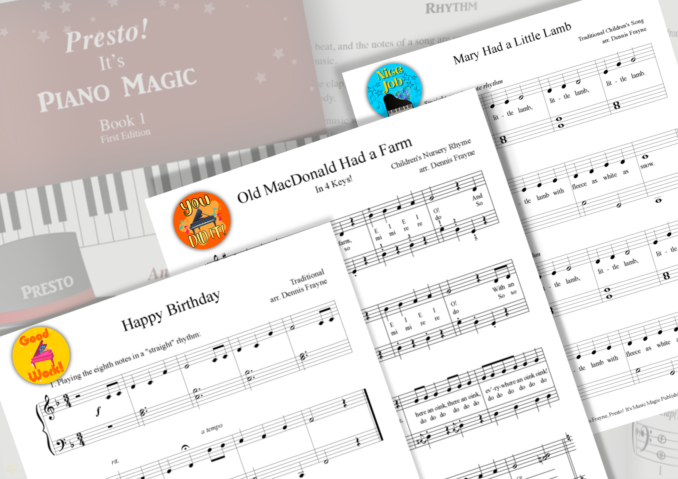 Grand Piano JEM 1 - 100 Stickers (5 Sheets of 20), 1.5 inch Round ...