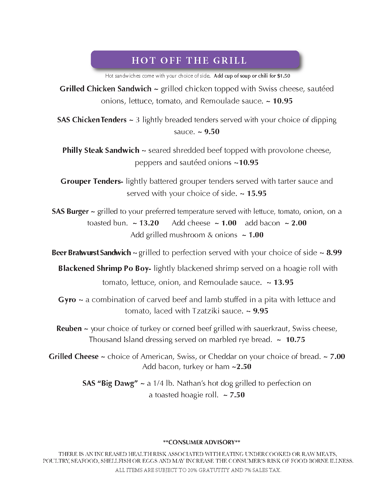 Dining Menu