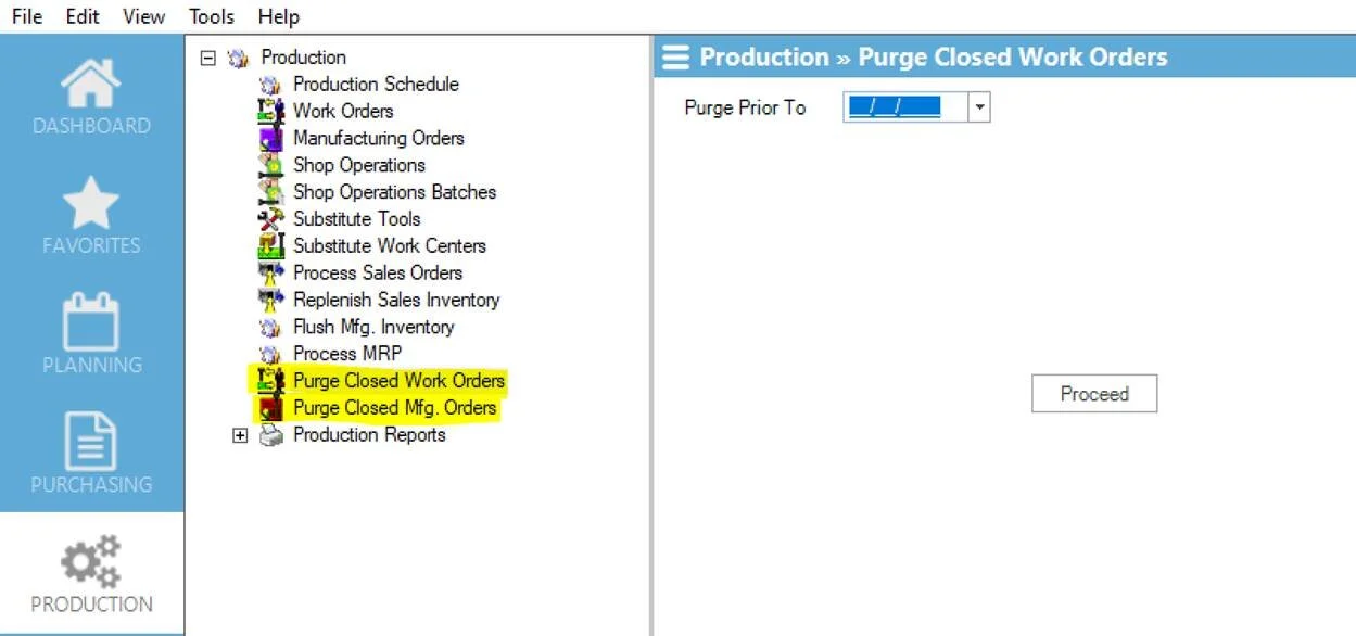 Purging Closed/Old Data in MISys Manufacturing Software — Central ...