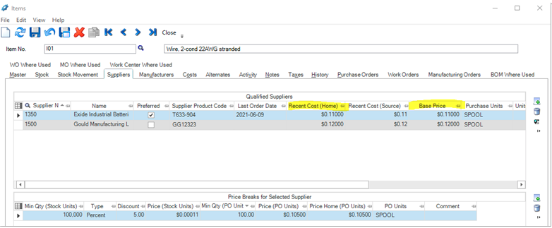 MISys Manufacturing – MRP Purchase Order Item Pricing. — Central ...