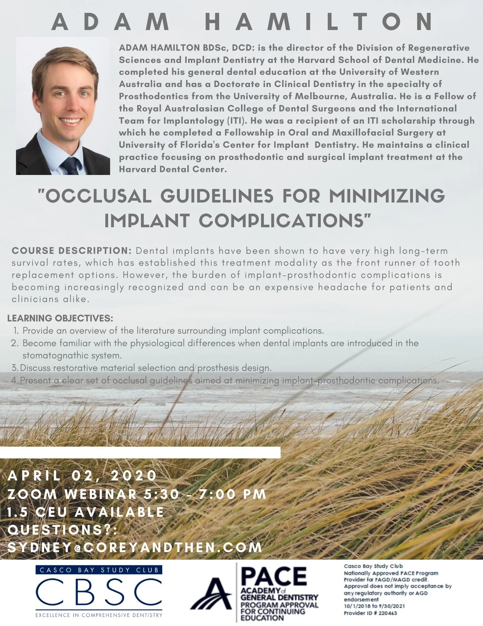 ZOOM WEBINAR: "Occlusion" with Dr. Adam Hamilton — The Casco Bay Study Club