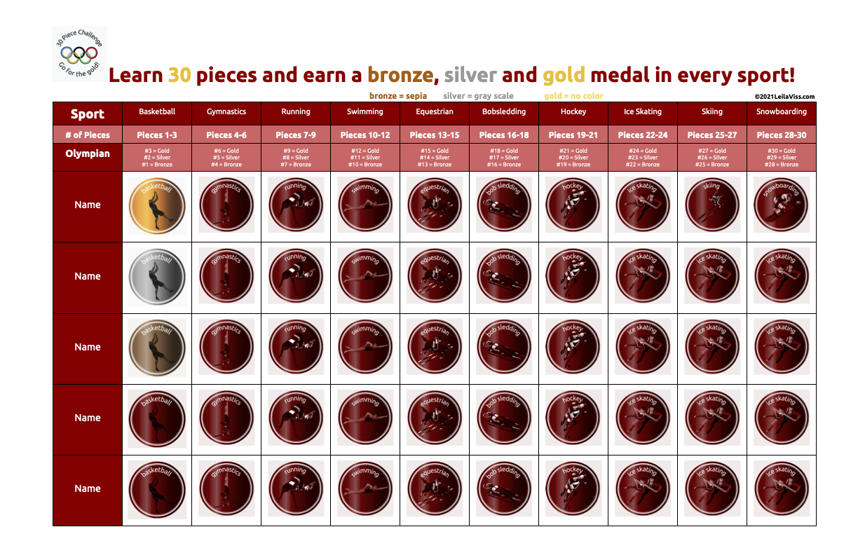 Go for the Gold 30-Piece Challenge Digital AND STICKER Badge Chart ...