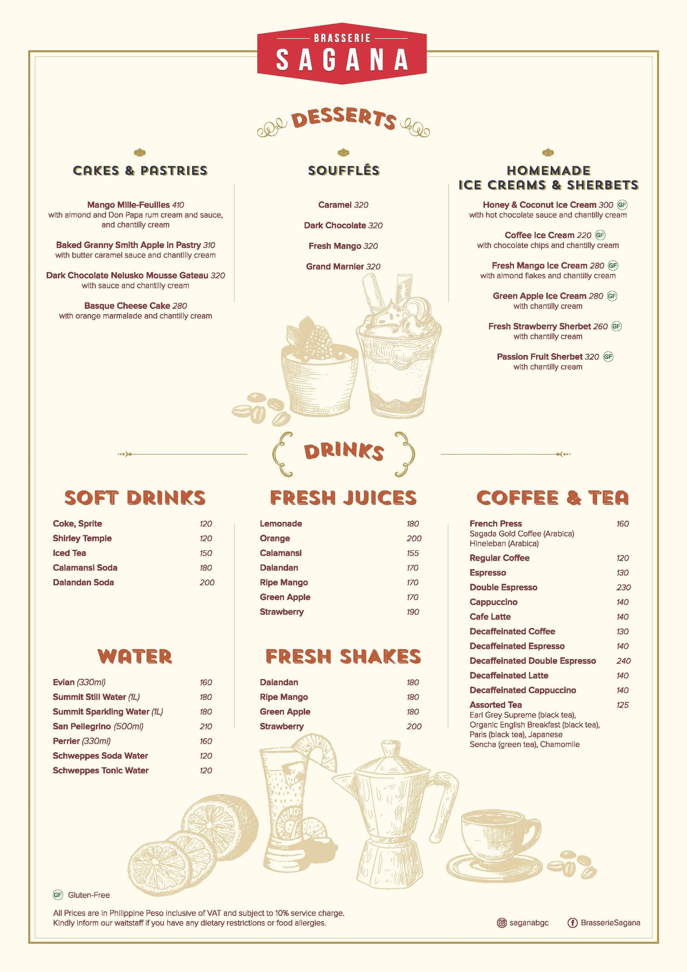 Menus — Brasserie Sagana