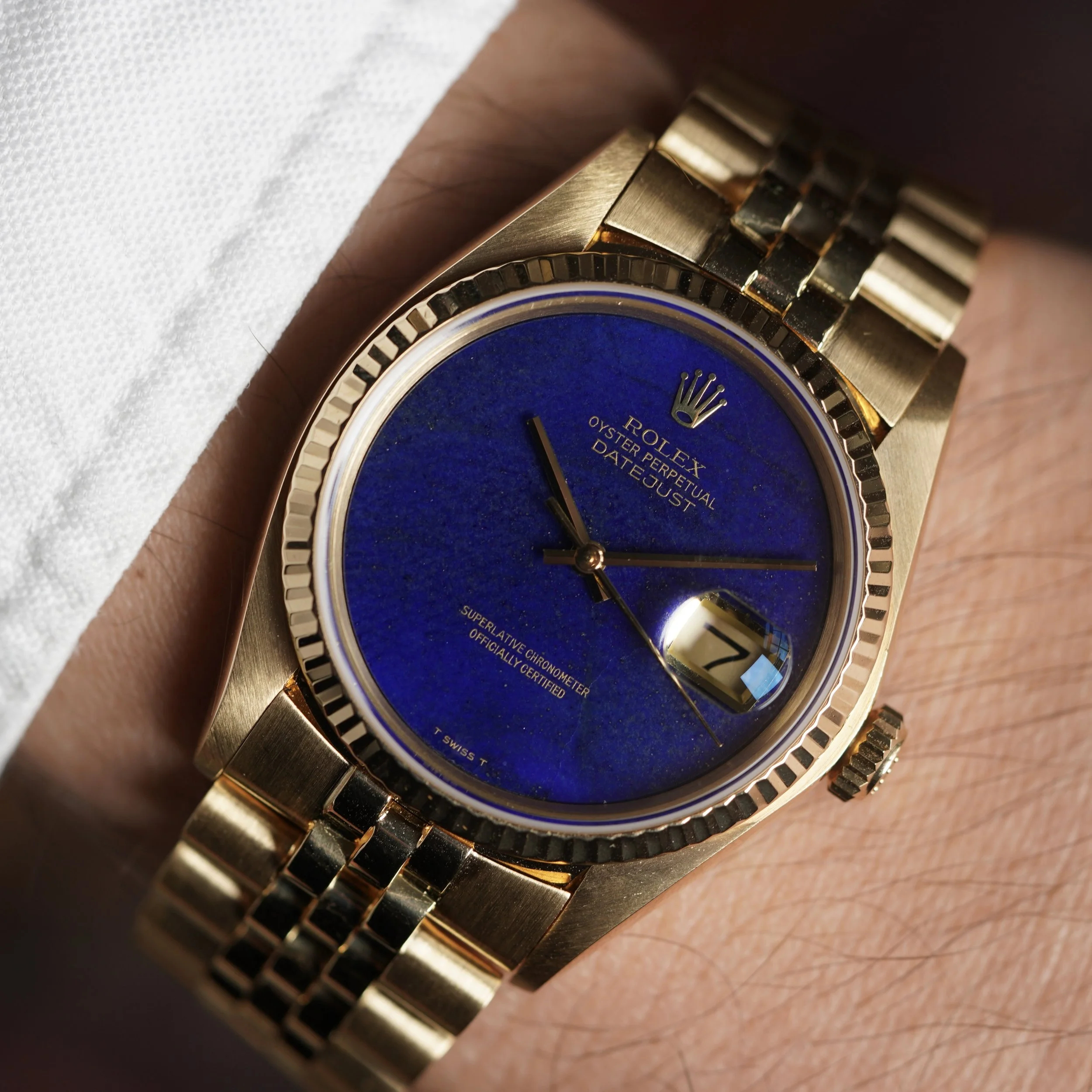 Rolex Lapis Lazuli Datejust Reference 16018 in 18K Yellow Gold — Wind ...