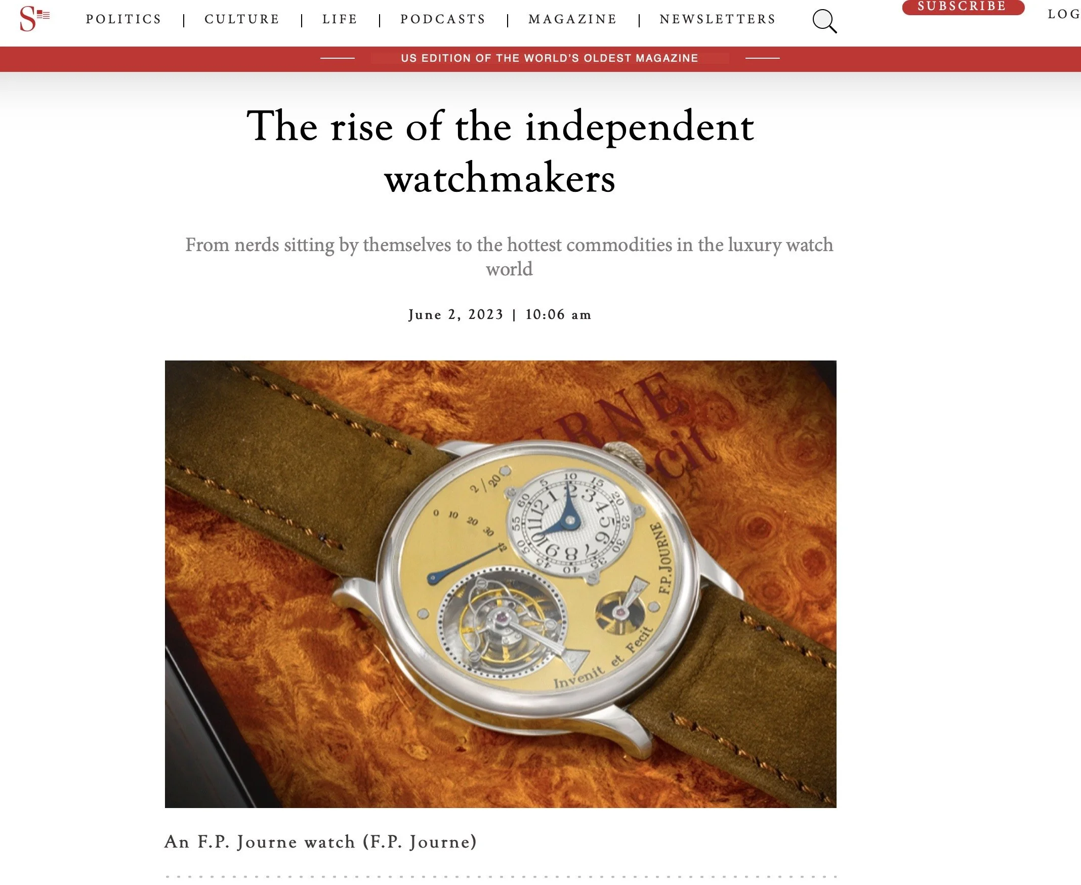 The Spectator: Eric Wind on The Rise of Independent Watchmakers — Wind ...